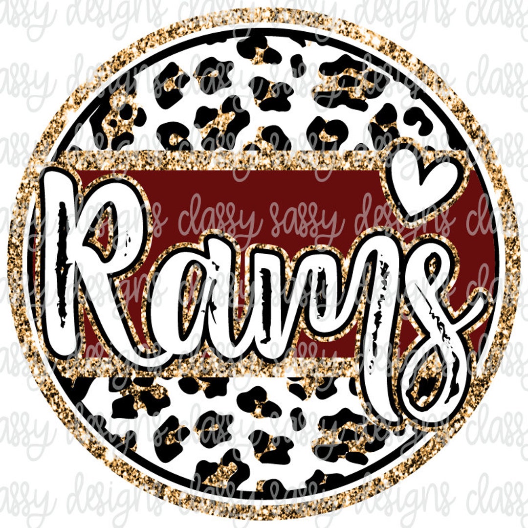 Rams Maroon and Gold Glitter School Mascot Leopard Cheetah Svg PNG ...