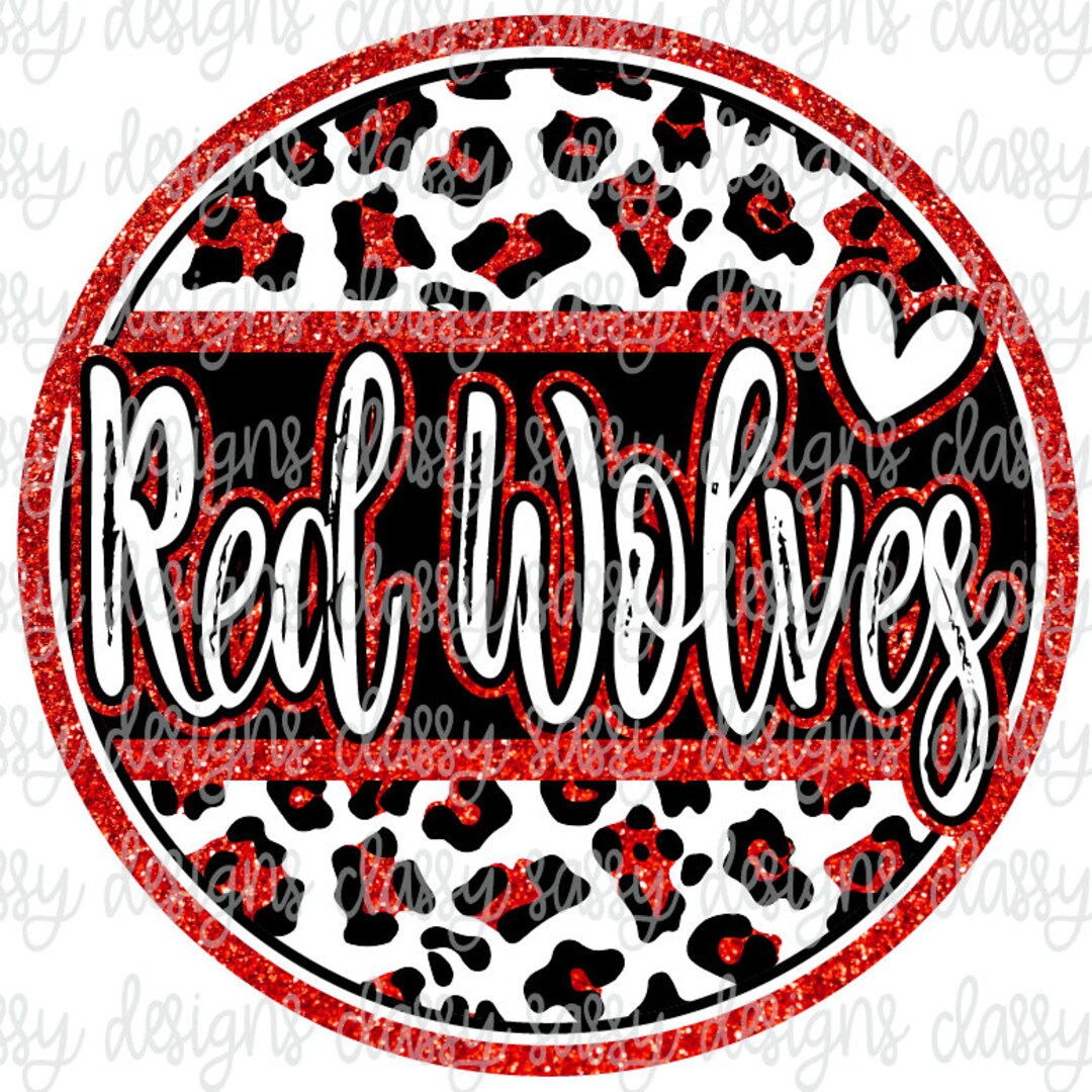 Red Wolves Red Glitter School Mascot Leopard Cheetah Animal Print PNG ...