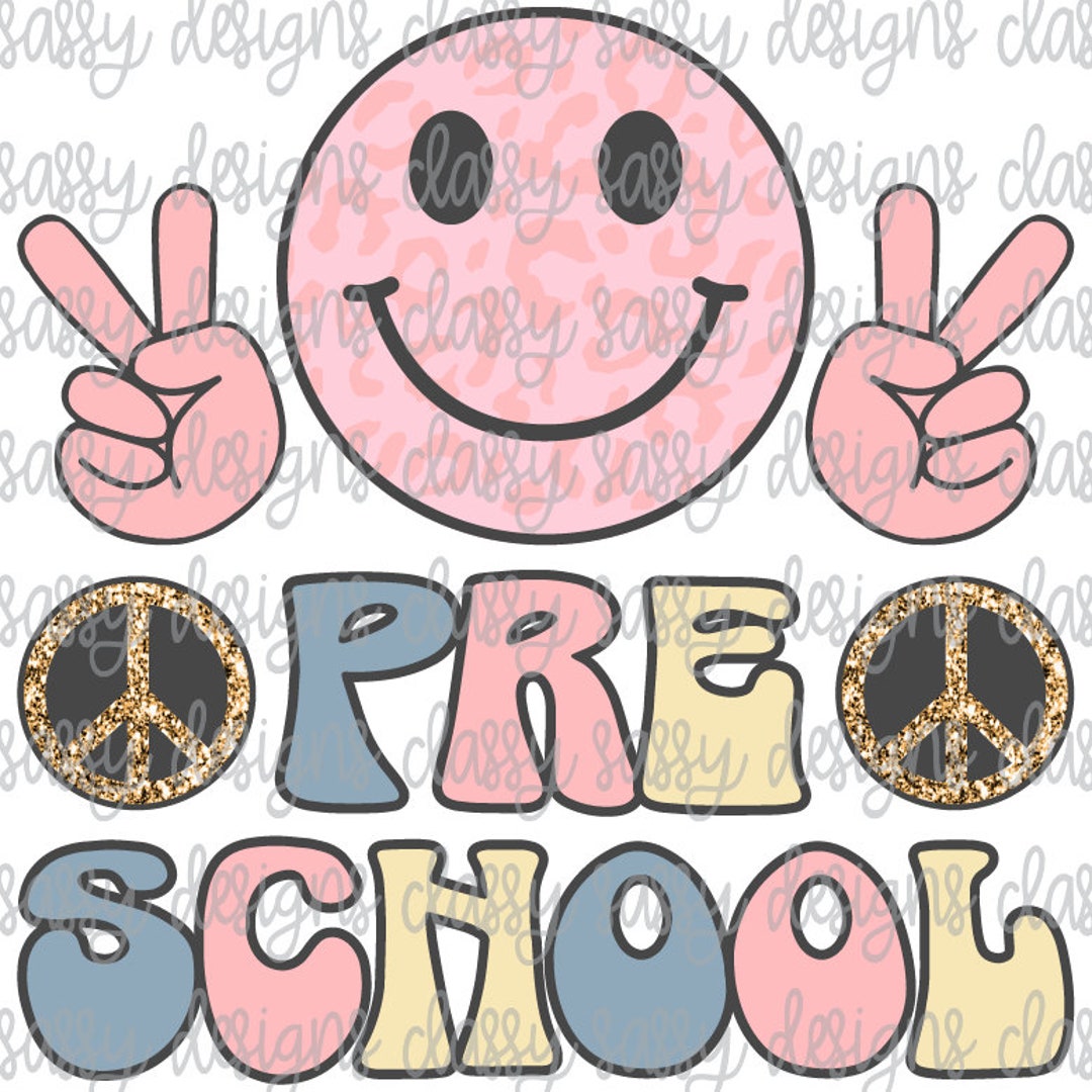 Back to School Pre School Pre K Grade First Day Peace Sign Cheetah ...
