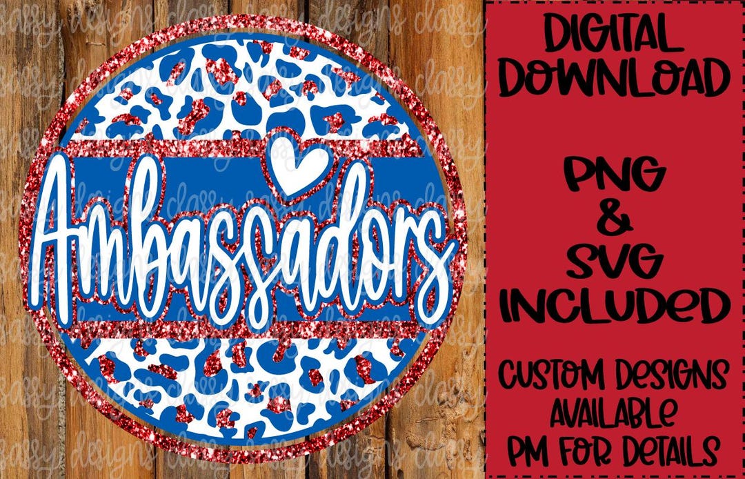 Ambassadors Royal Blue and Red Glitter School Mascot, School Spirit Png ...
