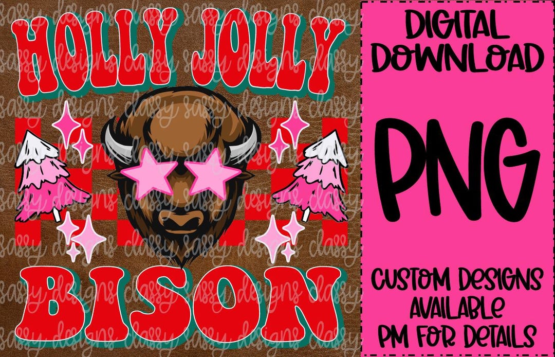 Holly Jolly Bison, Christmas Mascot, Pink Christmas, Girly Christmas ...