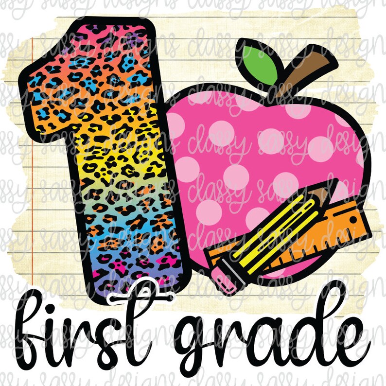 Back to School 1st First Grade First Day Leopard Cheetah PNG | Etsy
