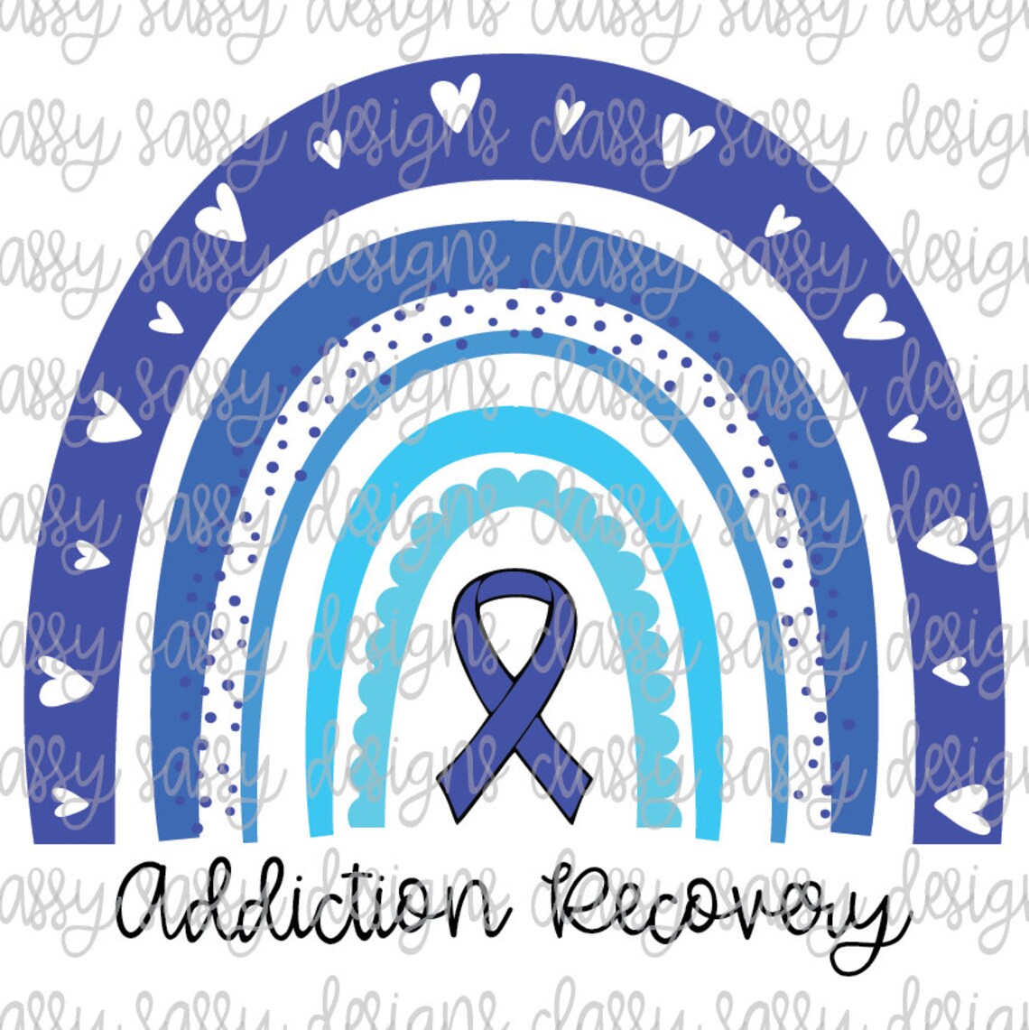 Addiction Recovery Awareness Rainbow Ribbon Blue Leopard - Etsy