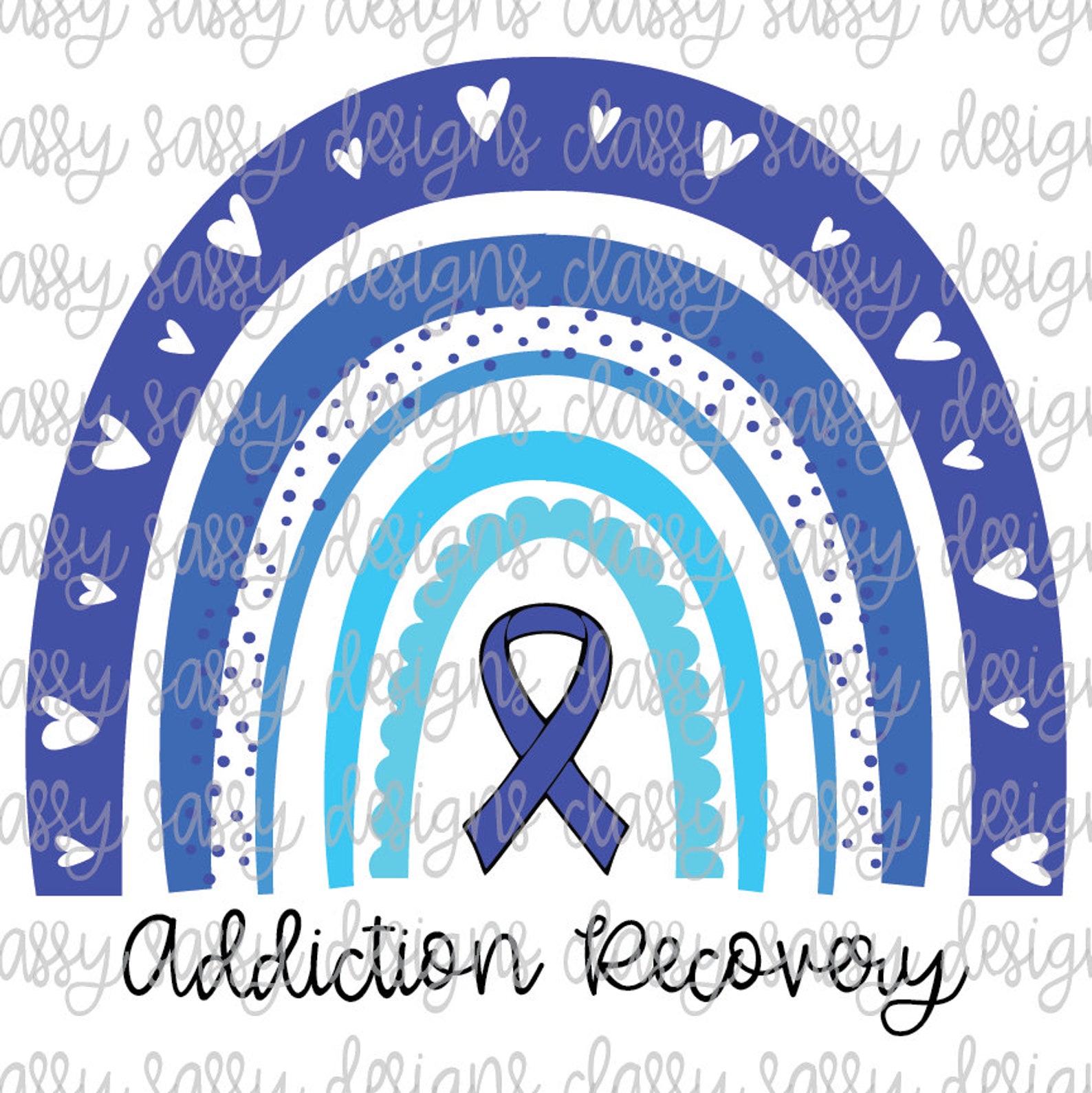 Addiction Recovery Awareness Rainbow Ribbon Blue Leopard - Etsy