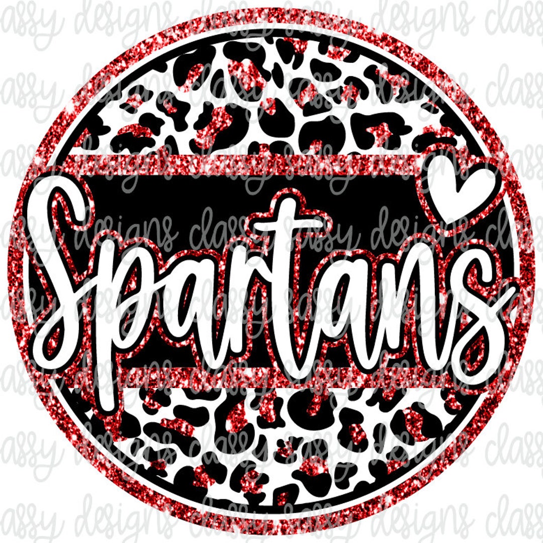 Spartans Red Glitter School Mascot, School Spirit Png, Sports Png, Svg ...