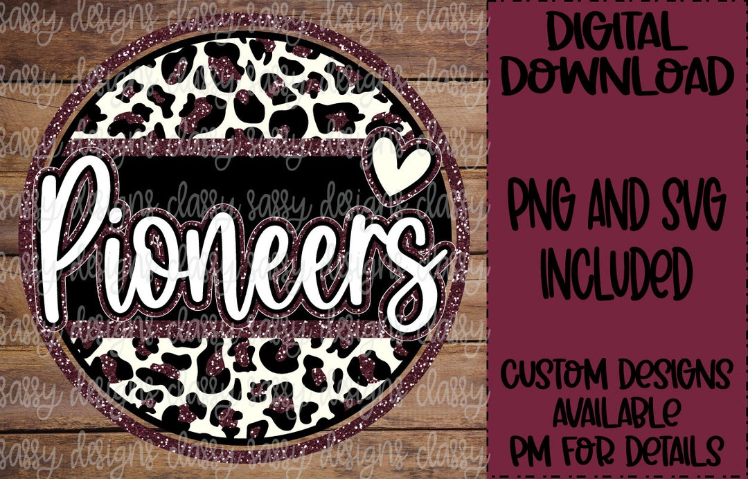 Pioneers Maroon Glitter School Mascot, School Spirit, Svg PNG INSTANT ...