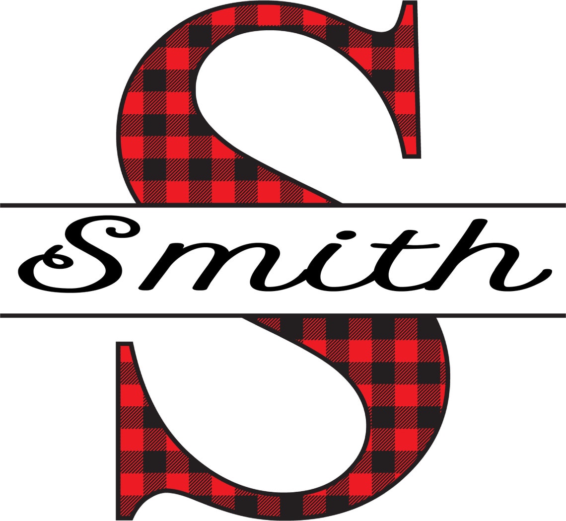 Buffalo Plaid Split Monogram Letters Full Alphabet PNG INSTANT DOWNLOAD ...