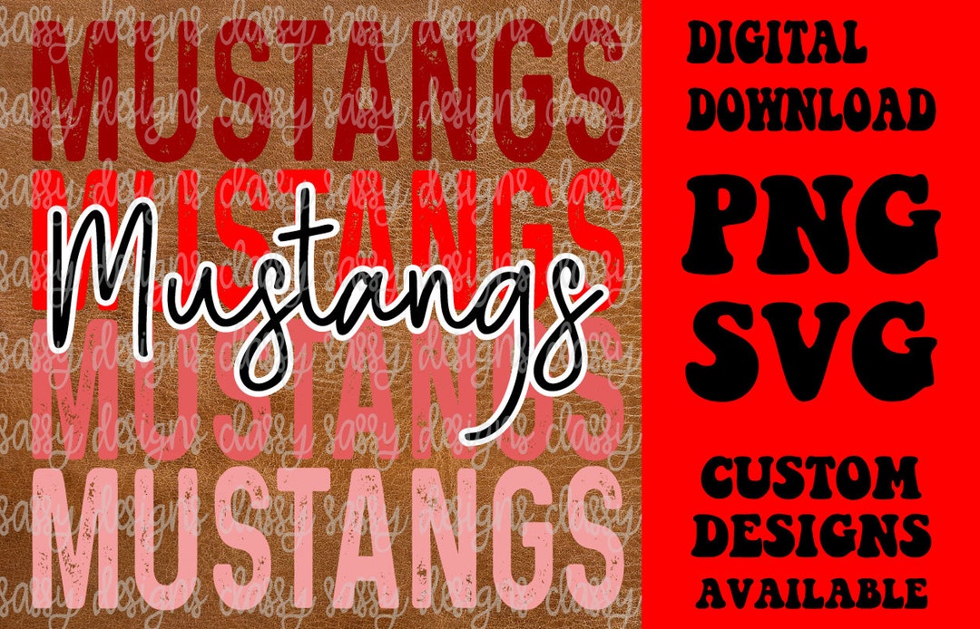 Mustangs Red Stacked School Mascot, School Spirit Png, Sports Png, Svg ...