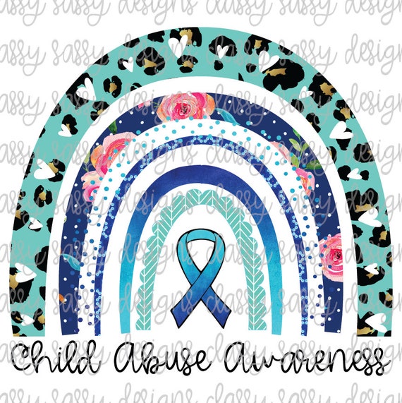Child Abuse Awareness Rainbow Ribbon Blue Leopard Svg PNG - Etsy