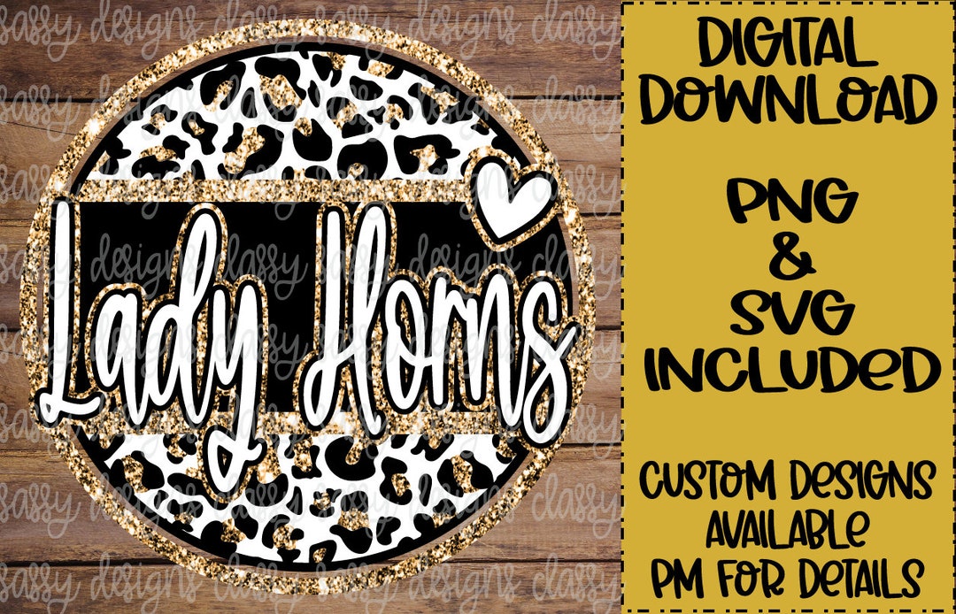 Lady Horns Gold Glitter School Mascot, School Spirit Png, Sports Png ...