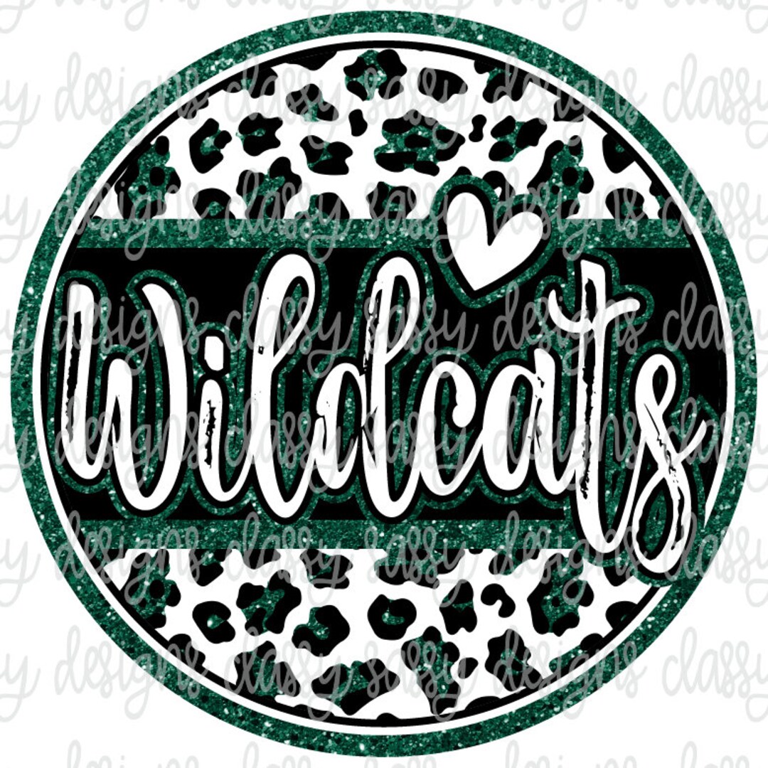 Wildcats Forest Green Glitter School Mascot Leopard Cheetah PNG INSTANT ...