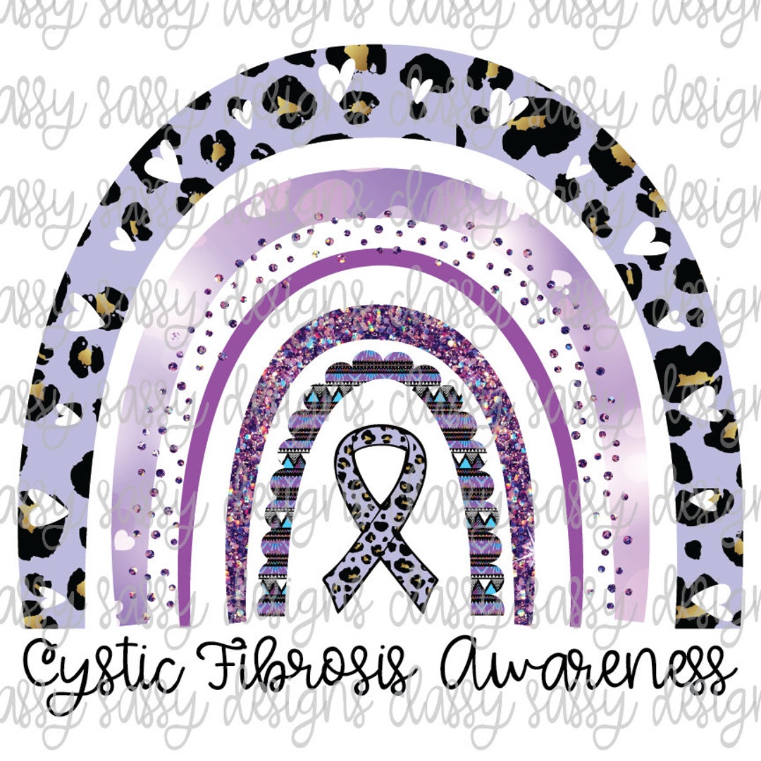 Cystic Fibrosis Awareness Rainbow Ribbon Gold Leopard Svg PNG INSTANT ...