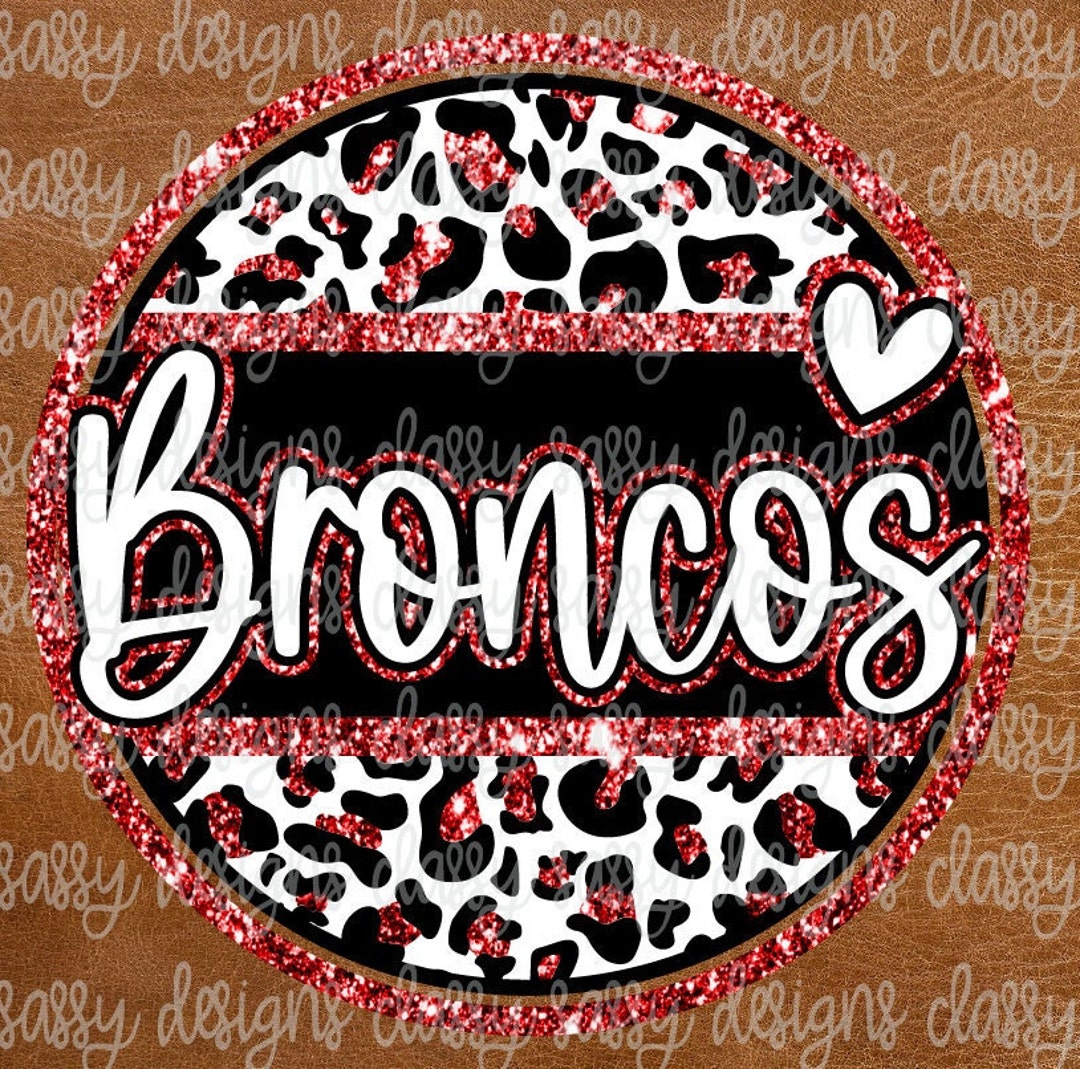 Broncos Red Glitter School Mascot, School Spirit Transfer, Sports ...