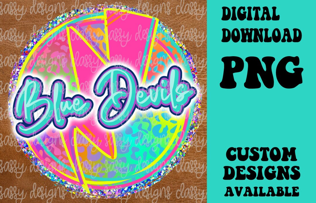 Blue Devils School Mascot, Neon Leopard, School Spirit Png, Sports Png ...