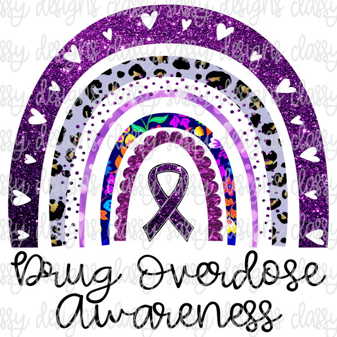 Drug Overdose Awareness Ribbon Rainbow Purple October Glitter - Etsy