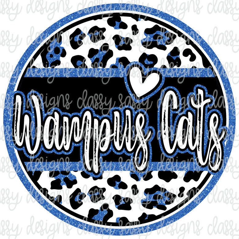 Wampus Cats Royal Blue Glitter School Mascot Leopard Cheetah - Etsy
