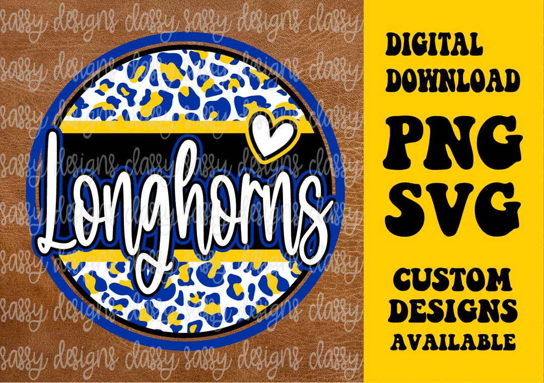 Longhorns Blue and Yellow School Mascot, School Spirit Png, Sports Png ...