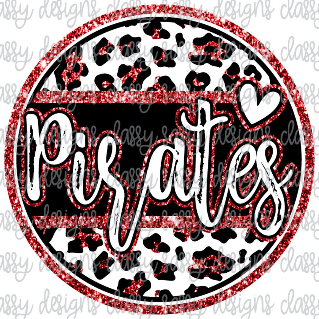 Pirates Red Glitter School Mascot Leopard Cheetah Animal Print - Etsy
