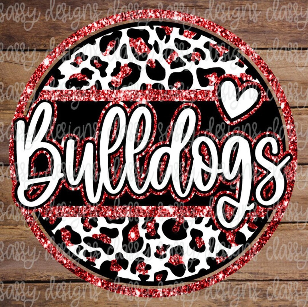 Bulldogs Red Glitter School Mascot Leopard Cheetah Animal Print ...