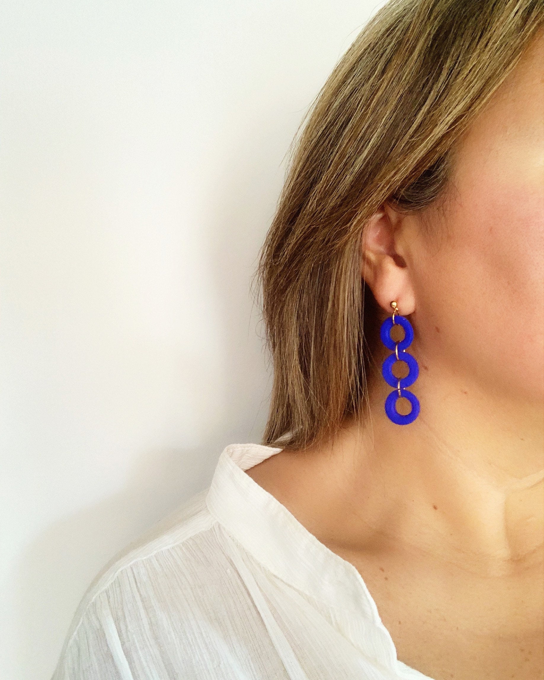 Blue Statement Earrings Ultramarine Blue Circle Earrings - Etsy UK