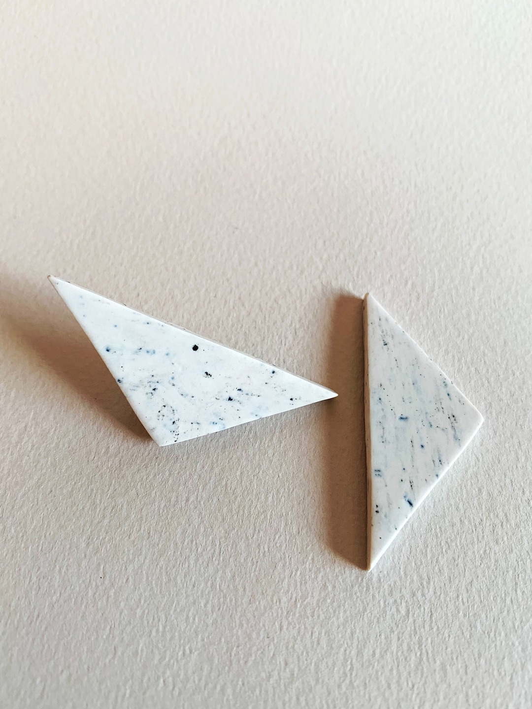 Minimalist White Granite Triangle Stud Earrings, Large Clay Geometric ...