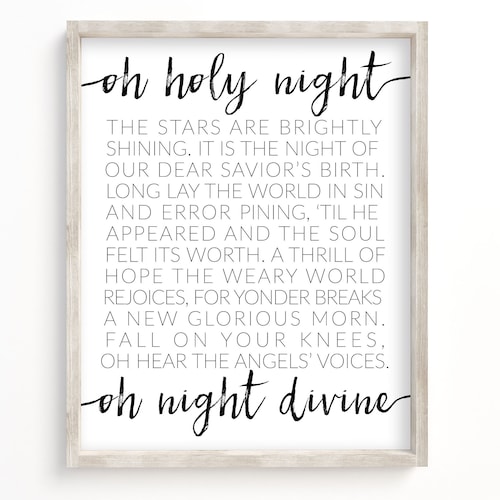 O Holy Night Printable Oh Holy Night Print Sign Christmas - Etsy