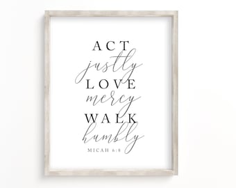 Micah 6:8 Act Justly Love Mercy Walk Humbly Calligraphy - Etsy