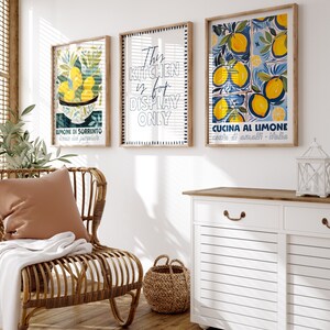Lemon Italy Printable, Kitchen Wall Art, Amalfi Printable, Set of 3 ...