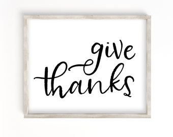 Give Thanks Wall Art Printable - Etsy