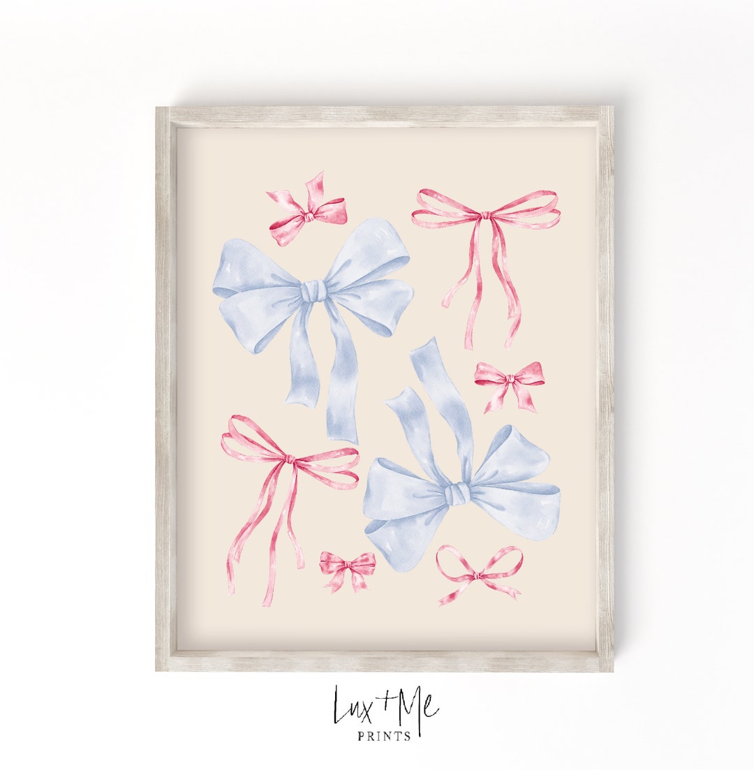 Pink Coquette Bow Printable, Bow Print, Preppy Wall Art, College ...