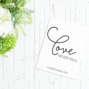Love Never Fails Printable, 1 Corinthians Sign, 1 Corinthians 13:8 ...