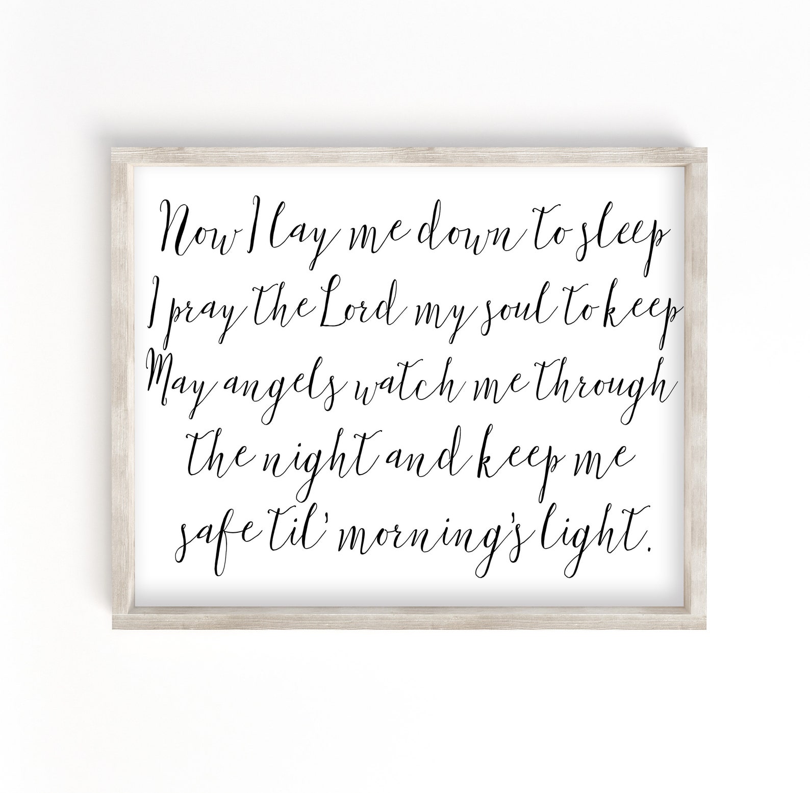 Children's Bedtime Prayer Sign, Now I Lay Me Down to Sleep Printable ...