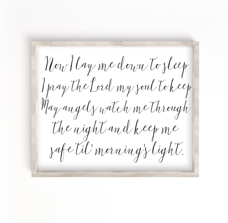 Children's Bedtime Prayer Sign, Now I Lay Me Down to Sleep Printable ...