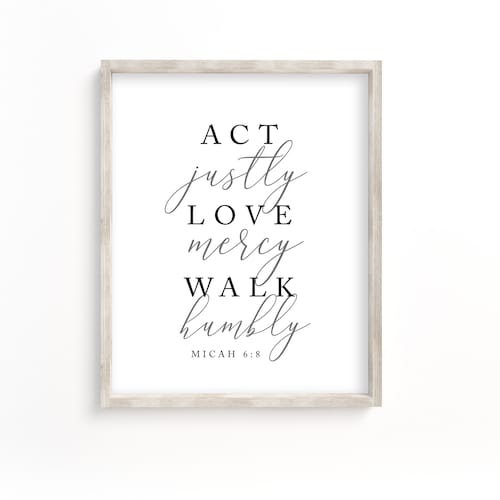 Bible Verse Wall Printable Micah 6:8 Act Justly Love Mercy - Etsy