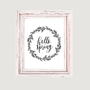 Hello Spring Print, Hello Spring Sign, Printable, Rustic Hello Sign ...