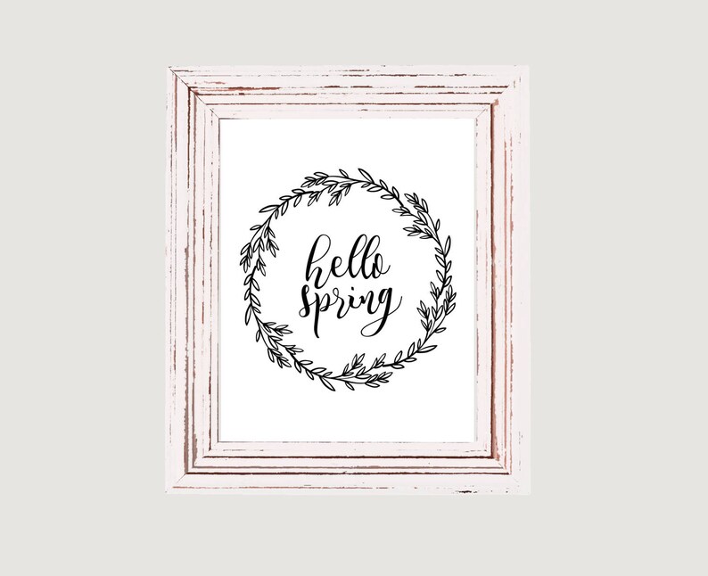 Hello Spring Print Hello Spring Sign Printable Rustic Hello - Etsy