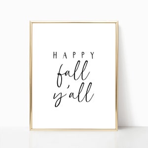 Happy Fall Y'all Printable, Fall Decor, Autumn Decor, Fall Sign, Autumn ...
