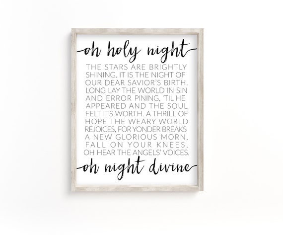 Oh Holy Night Printable Oh Holy Night Print Decor Christmas | Etsy