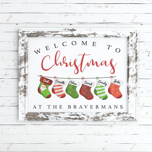 Custom Christmas Sign Personalized Christmas Print Stocking | Etsy