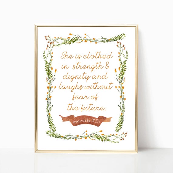 Proverbs 31:25 print proverbs 31 print she is clothed in | Etsy