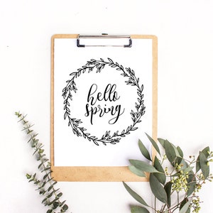 Hello Spring Print, Hello Spring Sign, Printable, Rustic Hello Sign ...