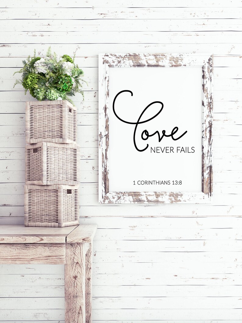 Love Never Fails Printable 1 Corinthians Sign 1 Corinthians | Etsy