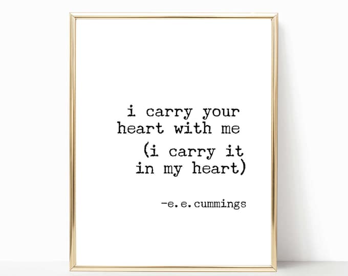 I Carry Your Heart With Me Printable, E.e. Cummings Quote Printable, E ...