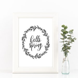 Hello Spring Print, Hello Spring Sign, Printable, Rustic Hello Sign ...