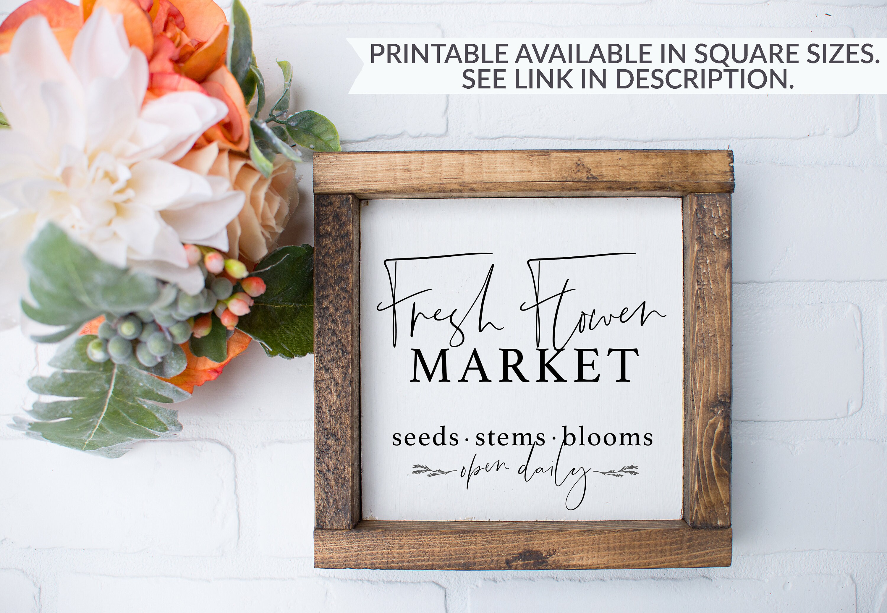 Fresh Flowers Market Printable Flowers Market Sign Fresh | Etsy
