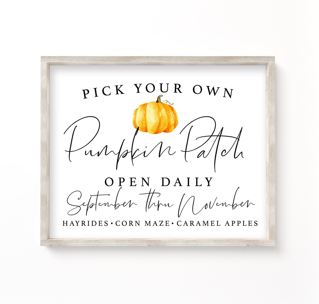 Pumpkin Patch Printable Fall Printable, Pumpkin Patch Sign, Fall Sign ...