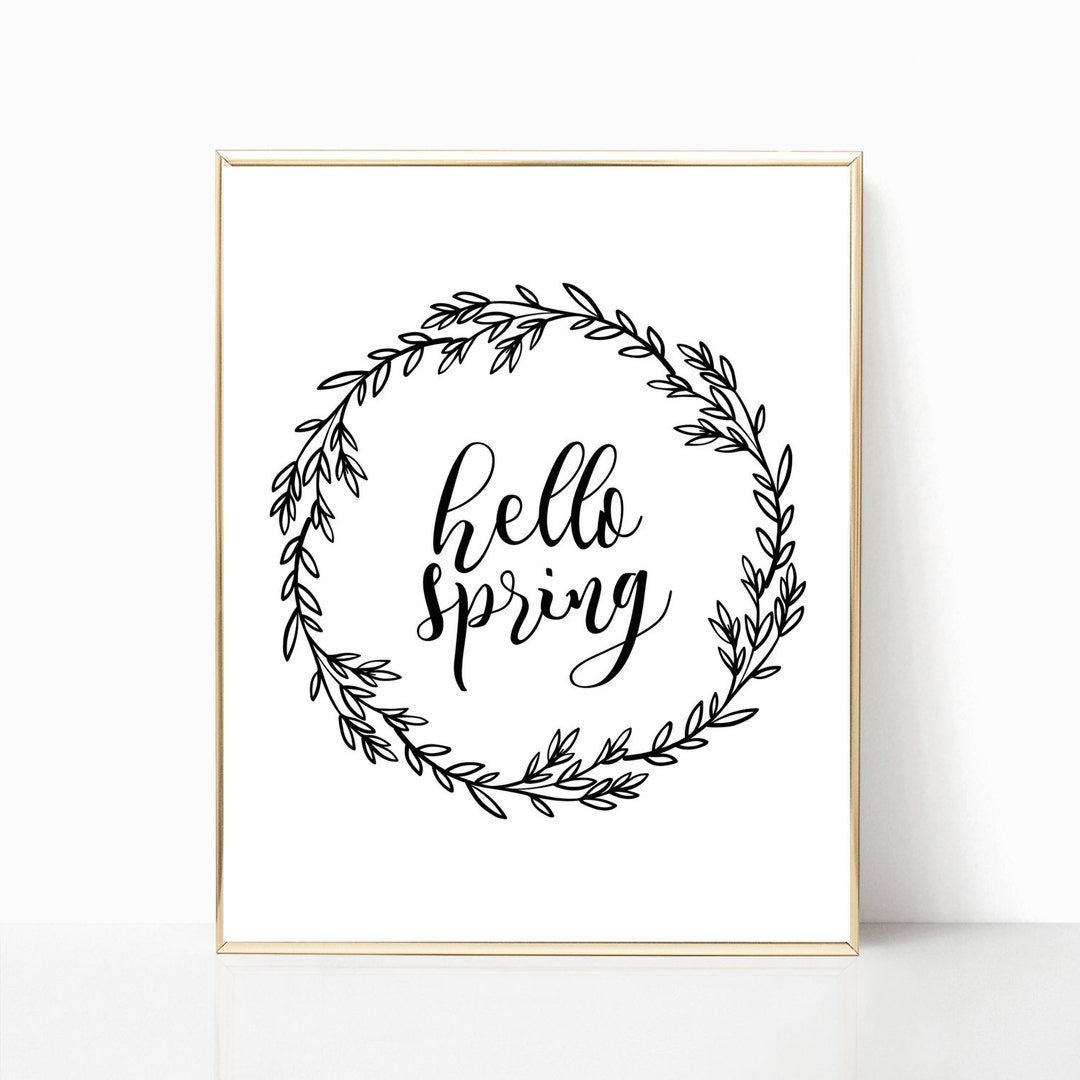 Hello Spring Print, Hello Spring Sign, Printable, Rustic Hello Sign ...