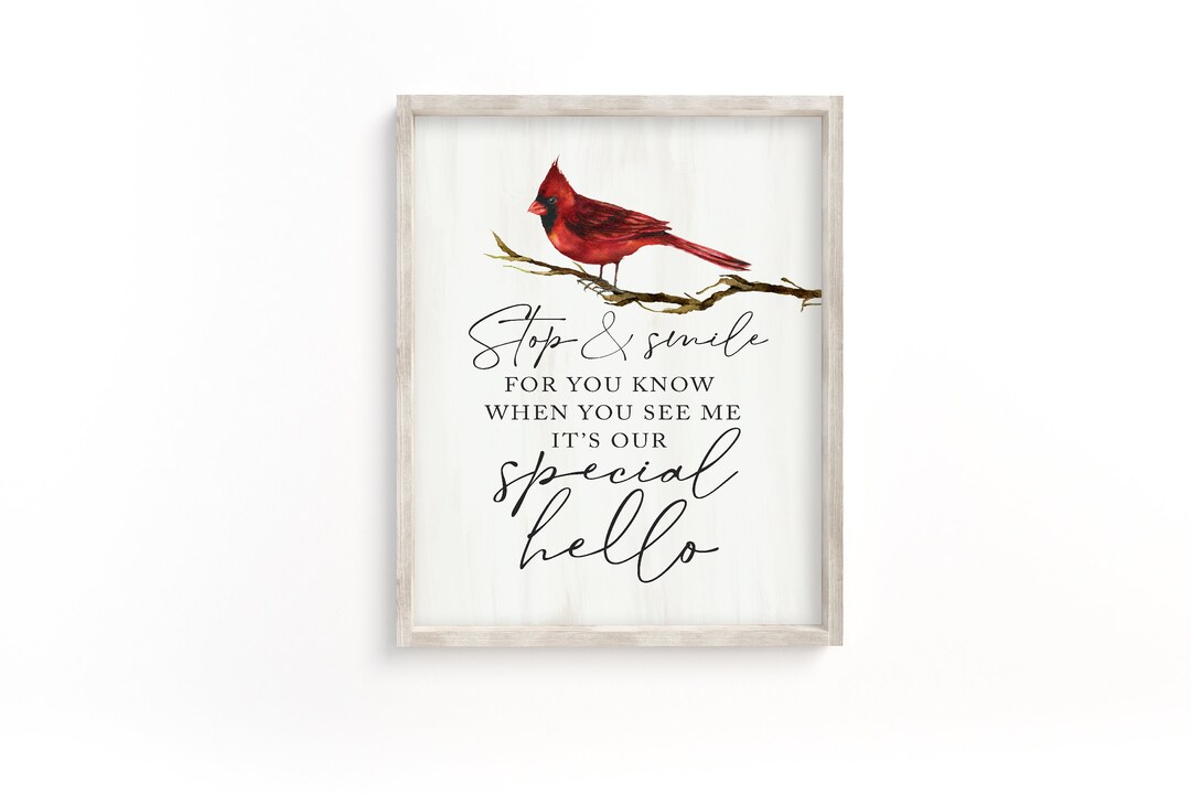 Stop and Smile Cardinal Printable Memorial Gift Memorial - Etsy