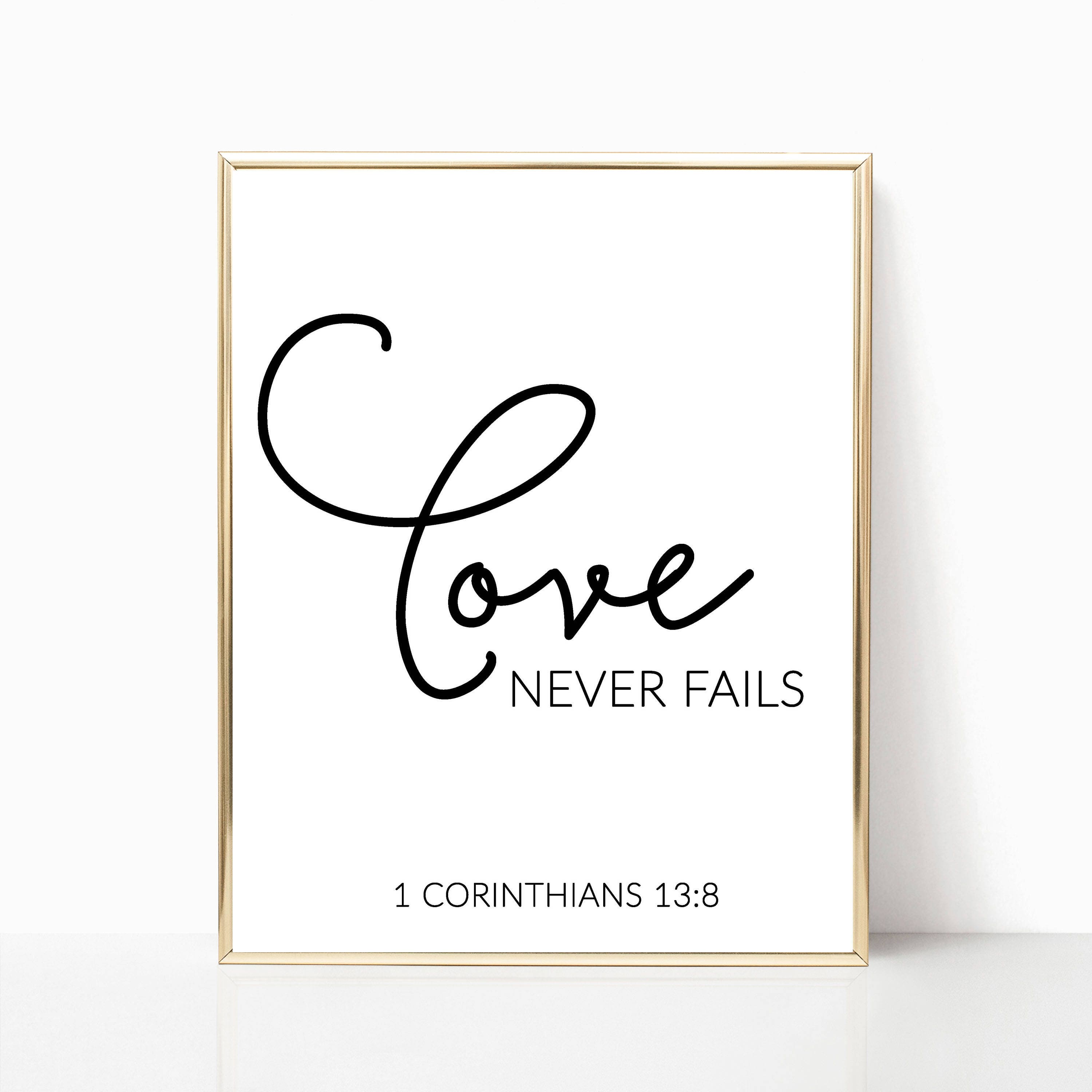 Love Never Fails Printable, 1 Corinthians Sign, 1 Corinthians 13:8 ...