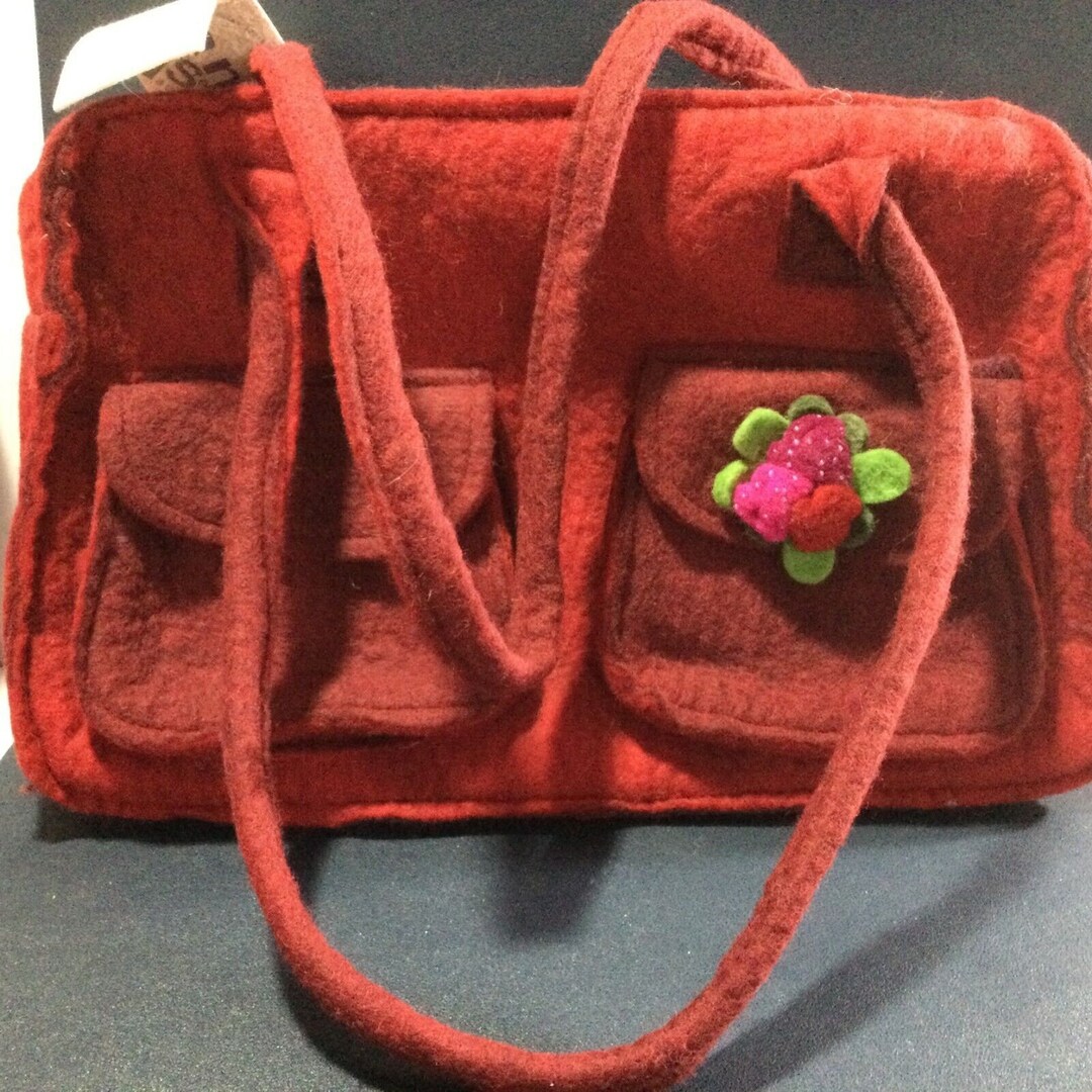 Kusan Bag Handmade Boiled Wool Handbag in Large Red BNWT - Etsy